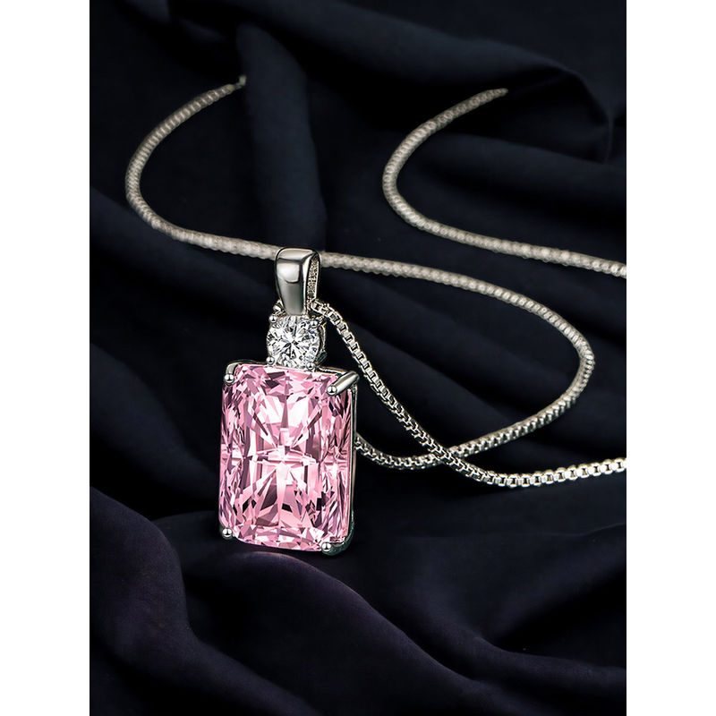 Buy Designs & You Silver Plated Cz Anti Tarnish Pink Rectangular Shape ...