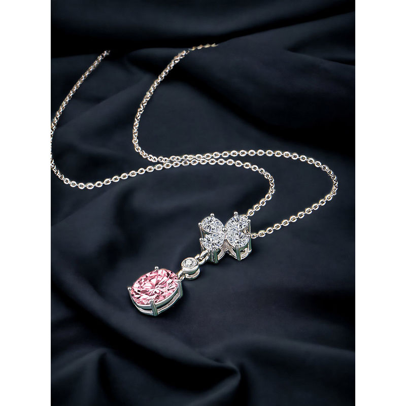 Buy Designs & You Silver Plated Cz Anti Tarnish Pink Teardrop Shape ...