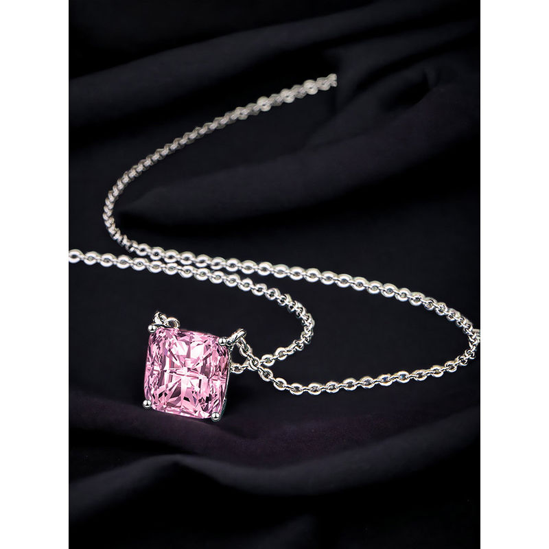 Buy Designs & You Silver Plated Cz Studded Anti Tarnish Pink Square ...