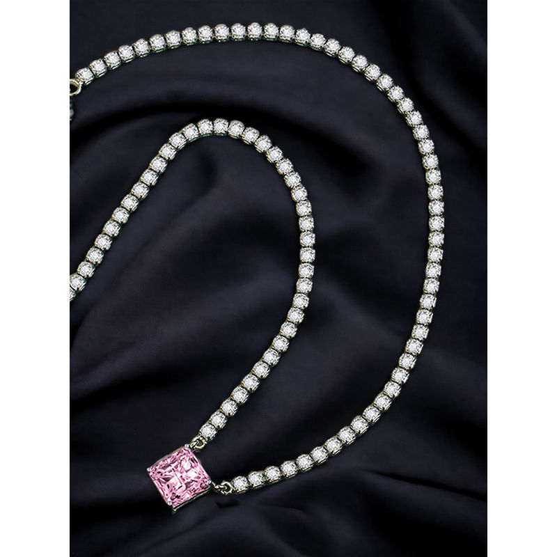 Buy Designs & You Silver Plated Cz Anti Tarnish Pink Square Shape ...