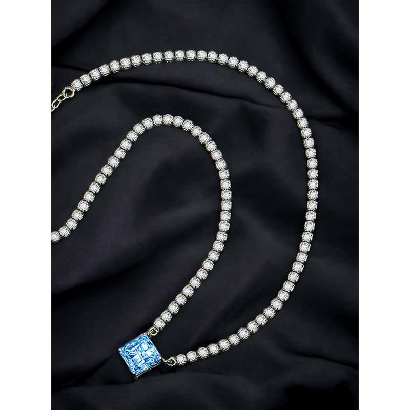 Buy Designs & You Silver Plated Cz Anti Tarnish Blue Square Shape ...