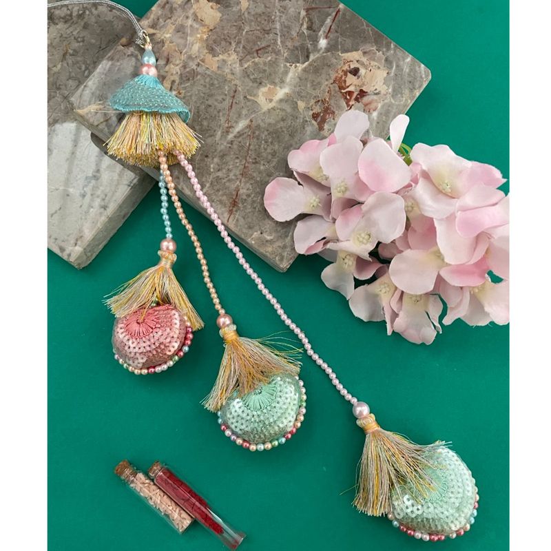 Buy Digital Dress Room Tassel & Multi Beads Latkan Lumba Rakhi Online