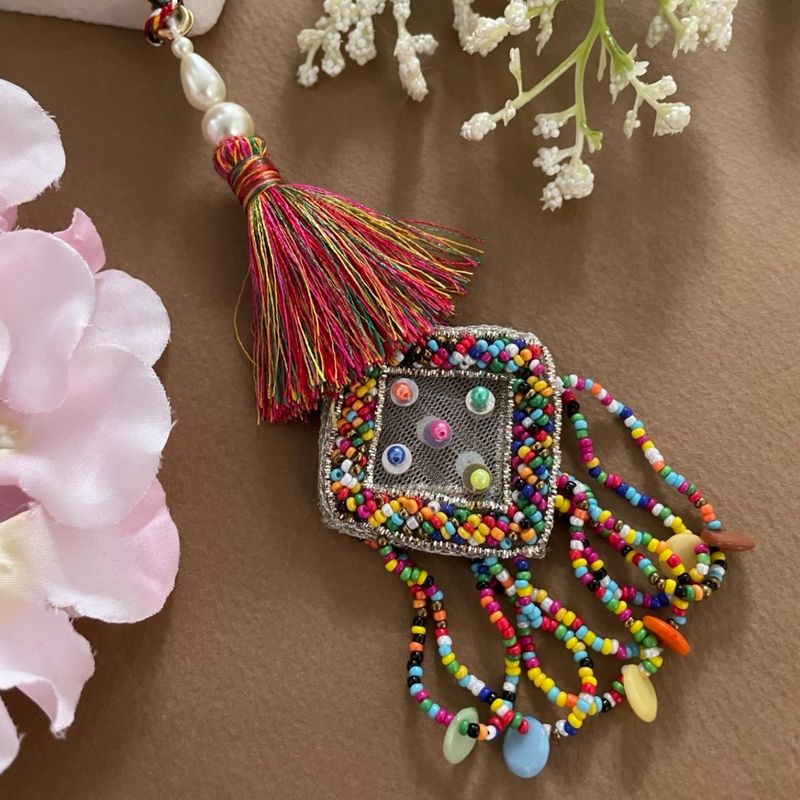 Buy Digital Dress Room Multi Beads Thread Latkan Lumba Rakhi Online