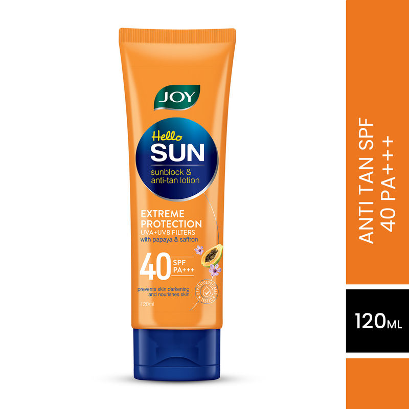 Buy Joy Hello Sun Anti Tan SPF 40 PA+++ Sunscreen with Saffron & Papaya ...
