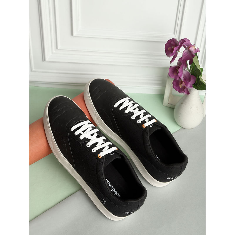 Buy SOLETHREADS Canvas Skater Black Solid Men Sneakers Online