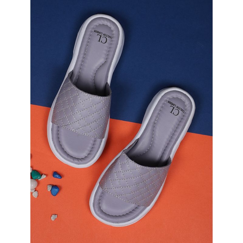 Buy Carlton London Women Purple Textured Sliders Online