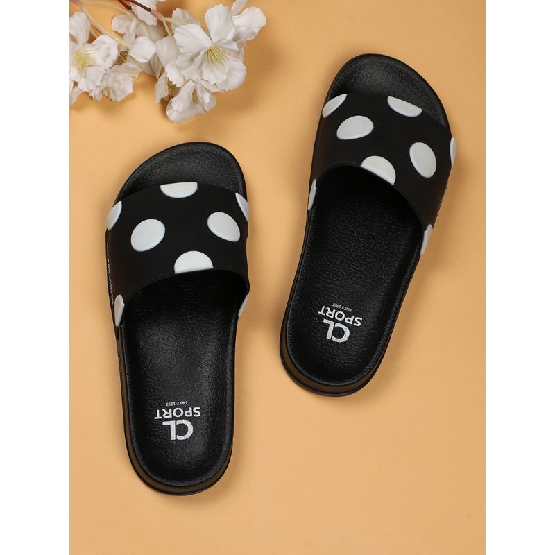 Buy Carlton London Women Black Polka Dots Sliders Online