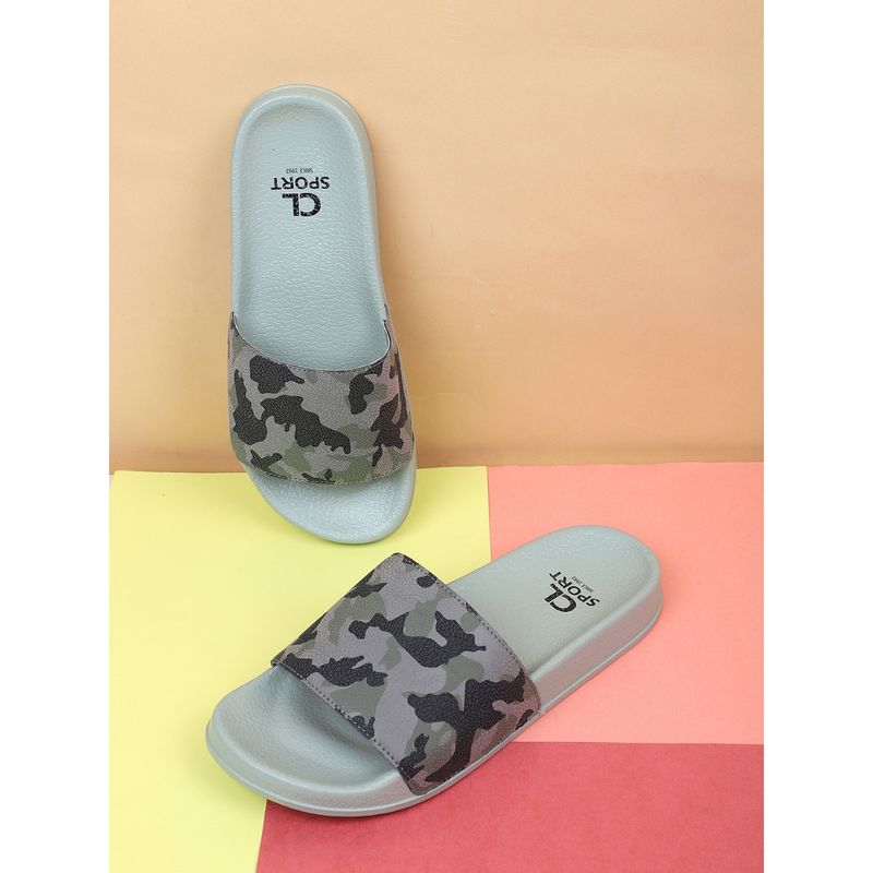 Buy Carlton London Women Grey Camouflage Sliders Online