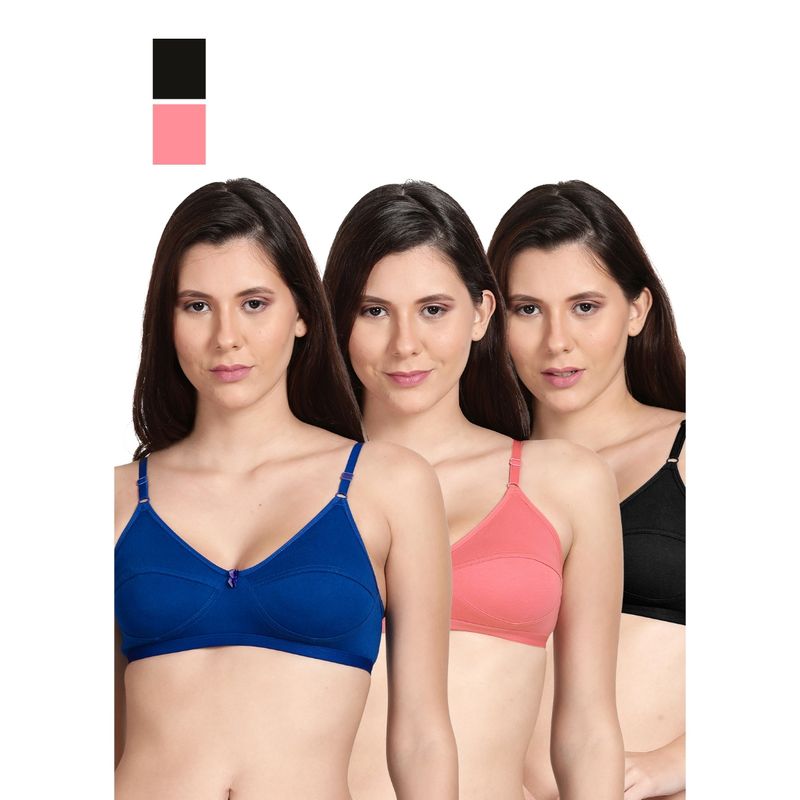 Buy Shyaway Shyle Non Padded Seamed Everyday Bra Multicolor (Pack of 3) Online