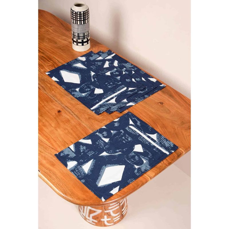 Buy Freedom Tree Shay Geo Herringbone Cotton Indigo Print & Pattern ...