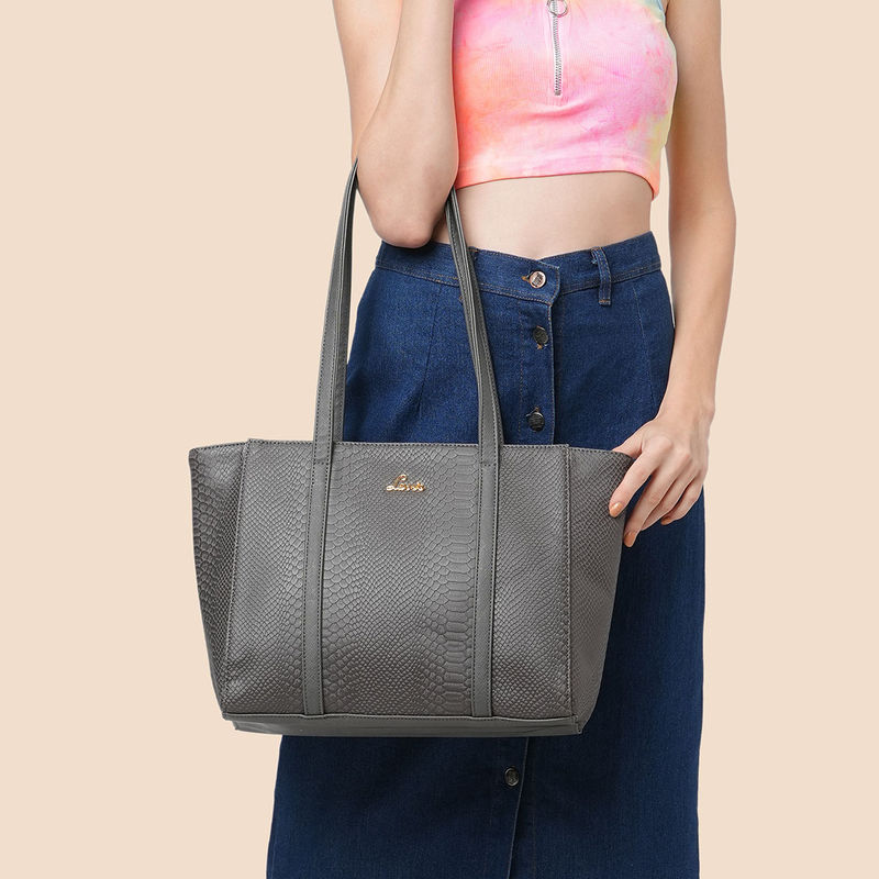 Buy Lavie Womens Croclo Tote Grey (L) Online