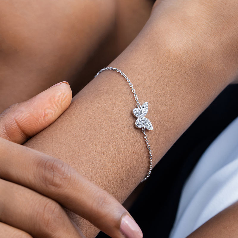 Buy Shaya by CaratLane Fluttering Wings Butterfly Bracelet In Rhodium ...