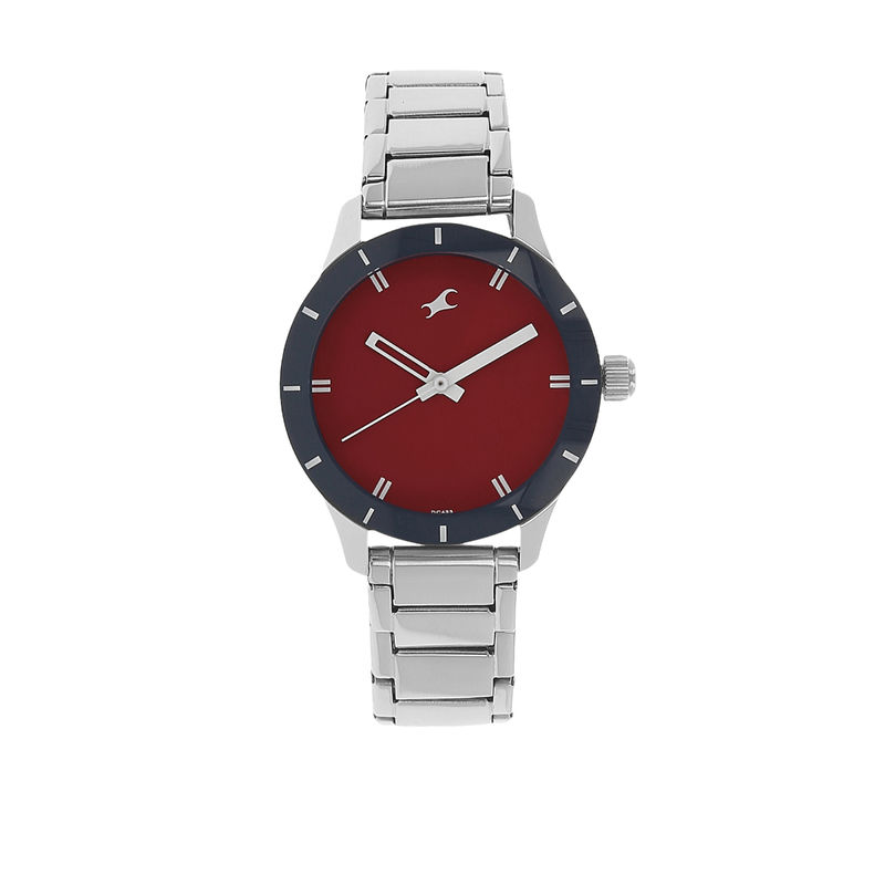 Buy Fastrack Red Dial Silver Stainless Steel Strap Watch Online
