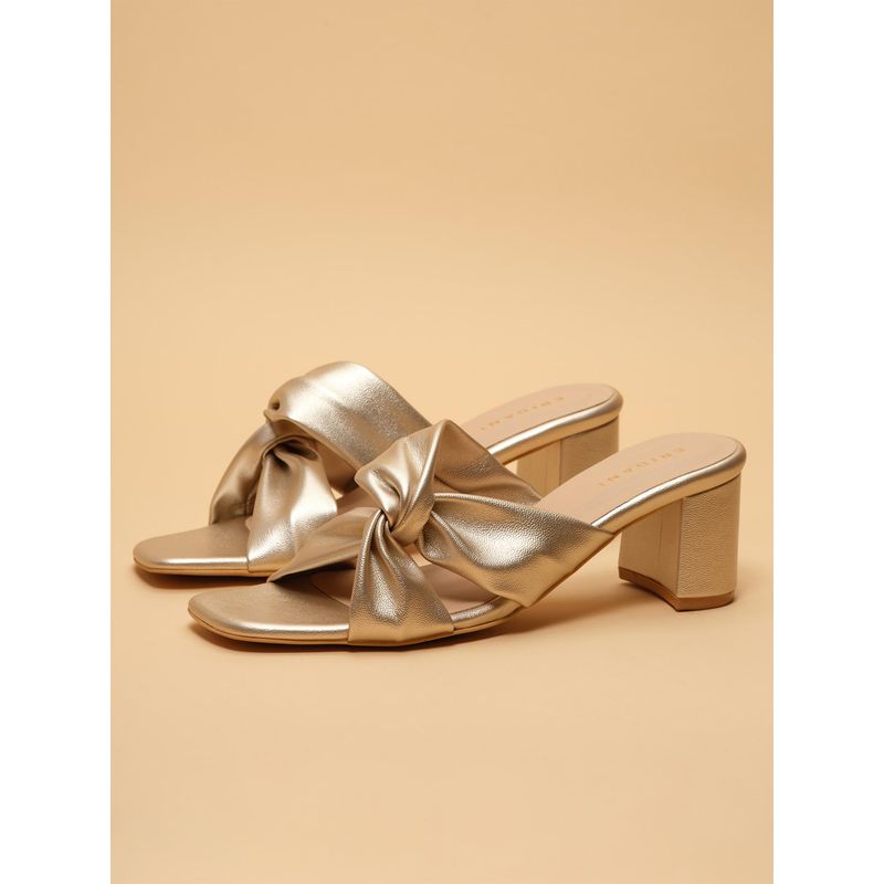 Buy Eridani Lumi Gold Block Sandal Heels Online