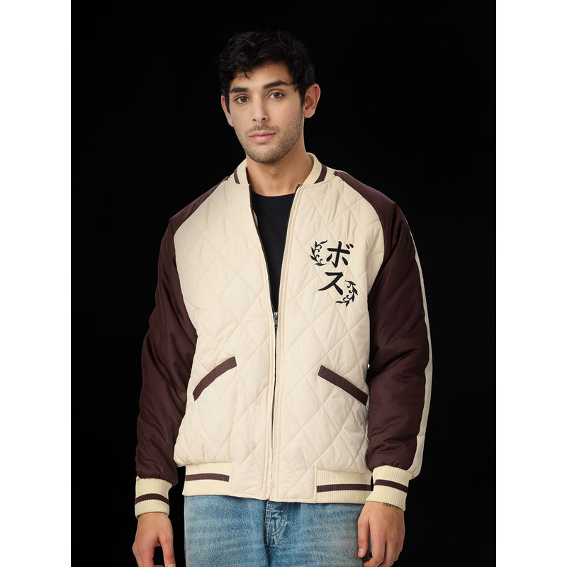 Buy The Souled Store Originals: Give Hell Men Puffer Beige Jacket Online