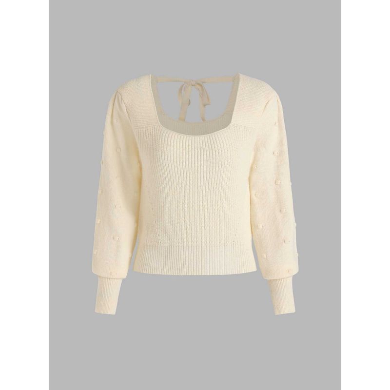 Buy Cider Beige Tie Back Sweater Online