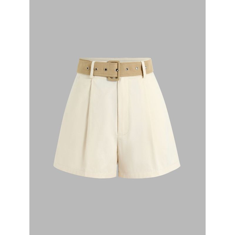 Buy Cider Solid Mini Shorts with Belt (Set of 2) Online