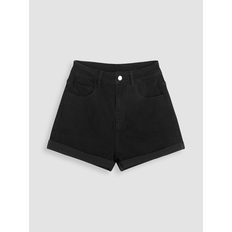 Buy Cider Solid Roll Hem Jeans Shorts Online
