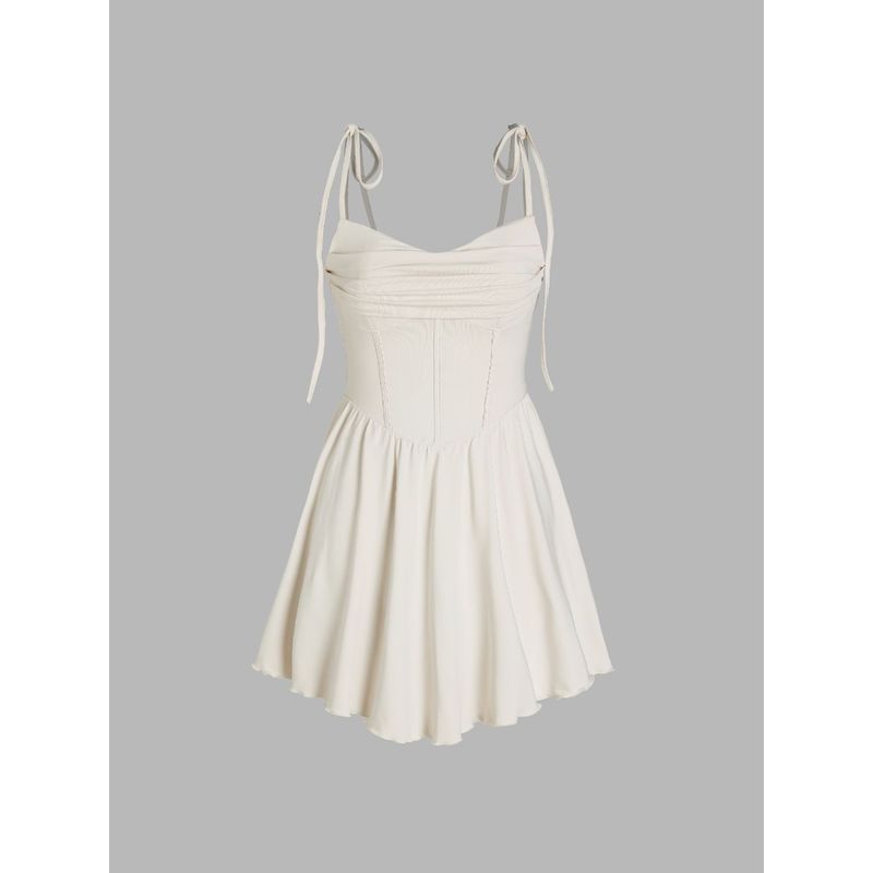 Buy Cider Cowl Neck Corset Knotted Ruffle Mini Dress Online