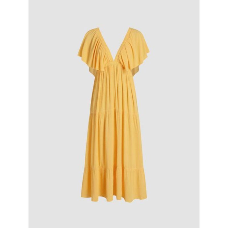Buy Cider Plunging Neck Backless Midi Dress Online