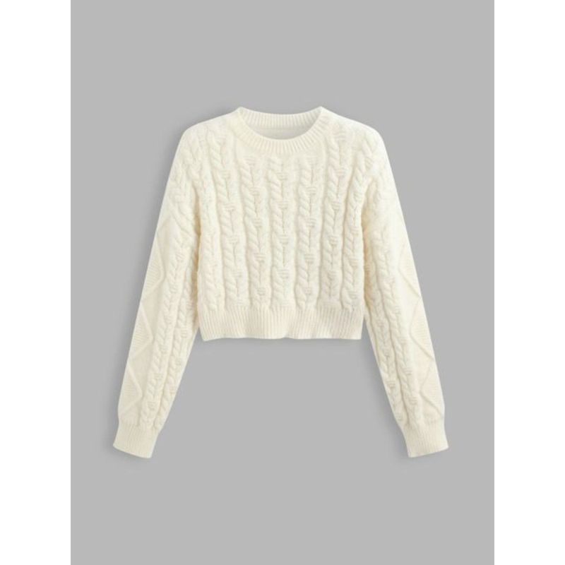 Buy Cider Round Neck Solid Rib Knit Sweater Online