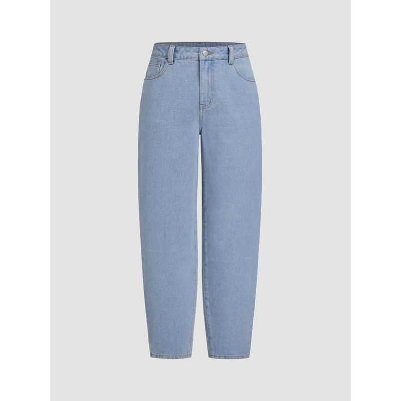 Buy Cider Denim Mid Waist Solid Tapered Mom Jeans Online