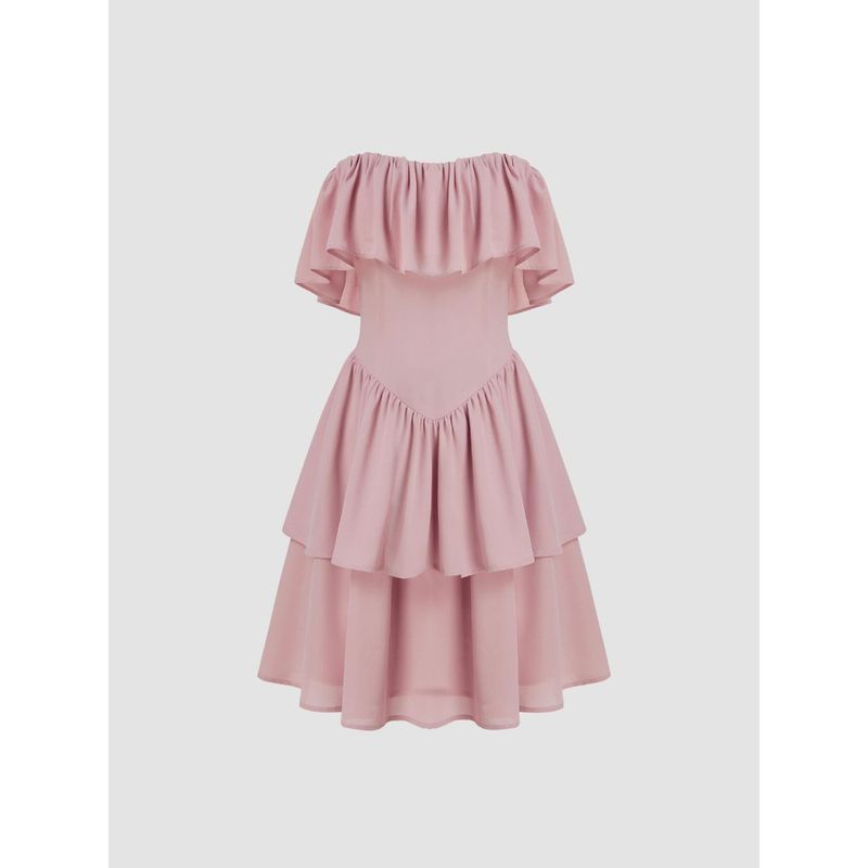 Buy Cider Ruffle Hem Tube Layered Mini Dress Online