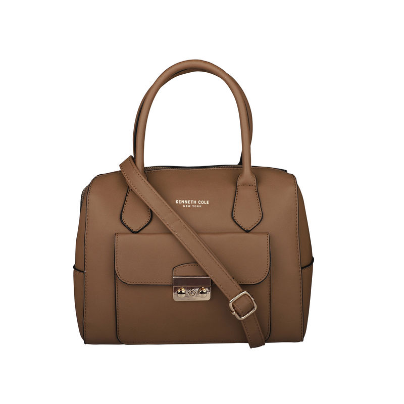 Buy Kenneth Cole Brown Solid Satchel Handbag Online