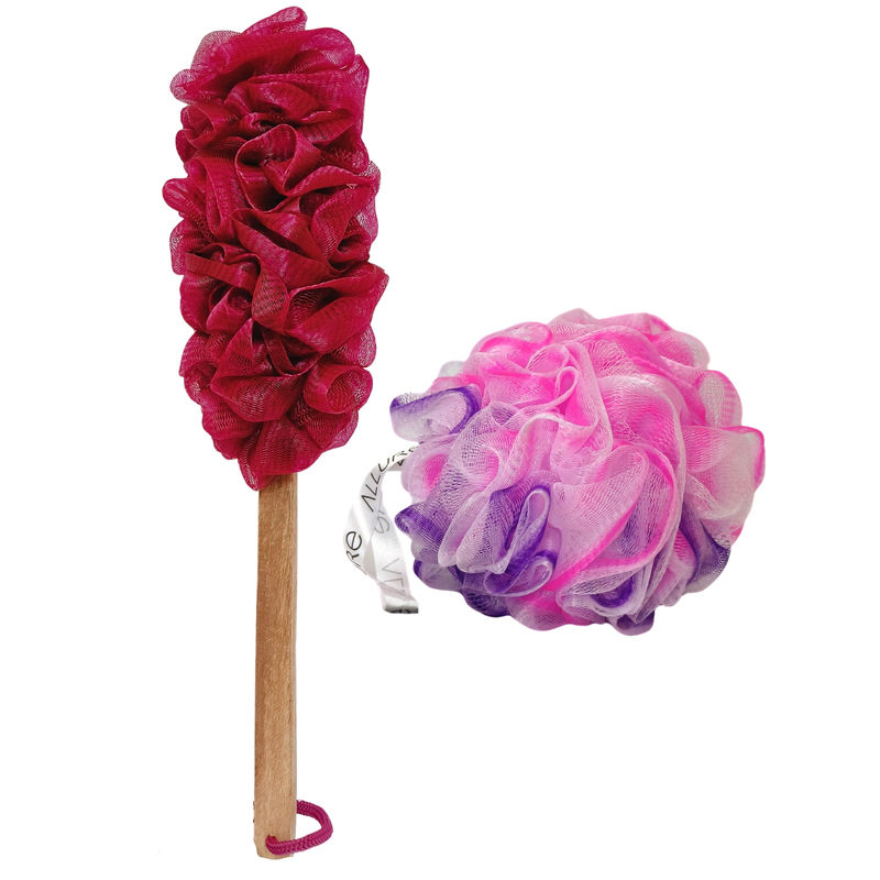 Buy Allure wooden Bath Brush & Loofah Set (Pack of 2 Assorted Dual ...