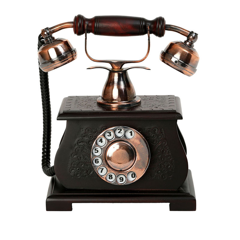 Buy Decor Antique Vintage Handmade Telephone Ornament Brown & Copper ...