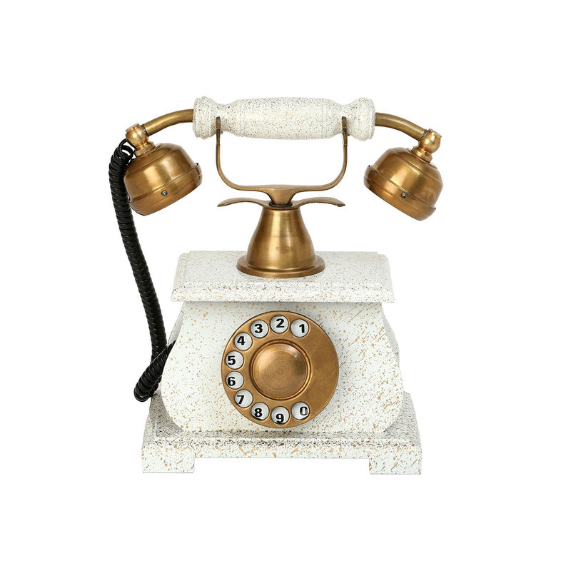 Buy Decor Antique Vintage Handmade Telephone Ornament White & Brass ...
