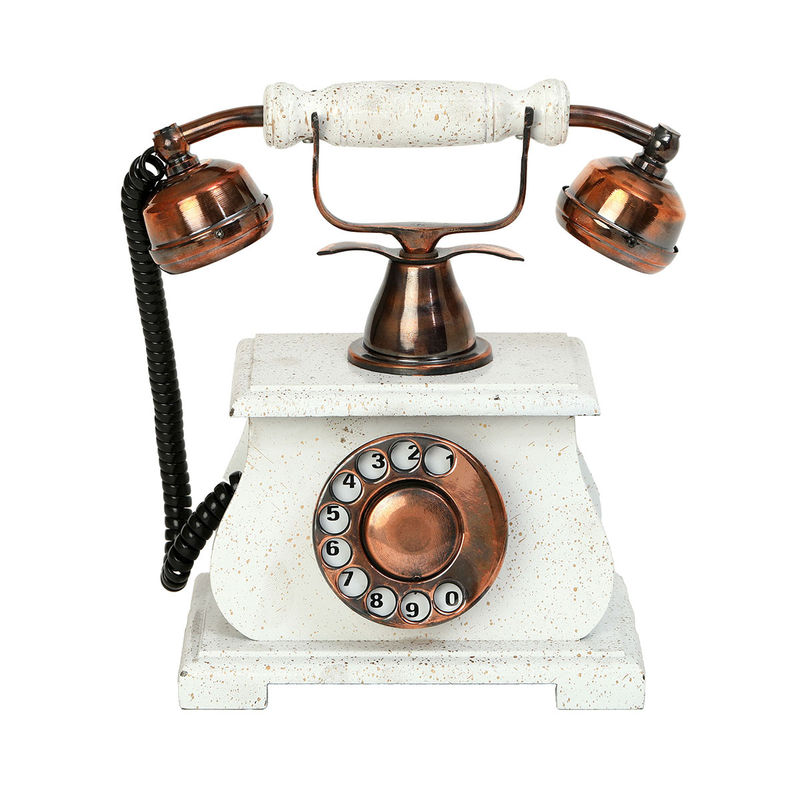 Buy Decor Antique Vintage Handmade Telephone Ornament White & Copper ...