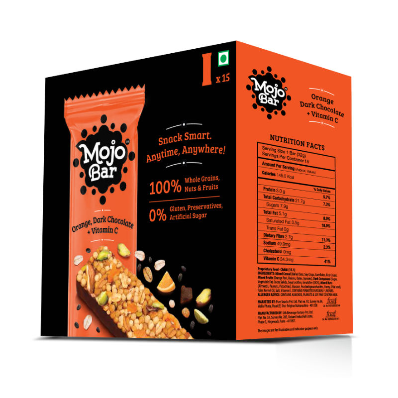 Buy Mojo Bar Healthy Snack - Orange, Dark Chocolate + Vitamin - Pack Of ...