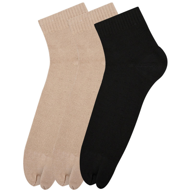 Buy NEXT2SKIN Womens Terry Thumb Socks - Pack of 3 (Black:Skin:Skin) Online