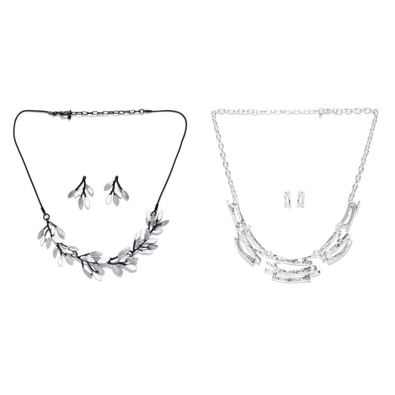 Buy Prita Set Of 2 Multi-Colorcolour Silver-Plated Jewellery Set With ...