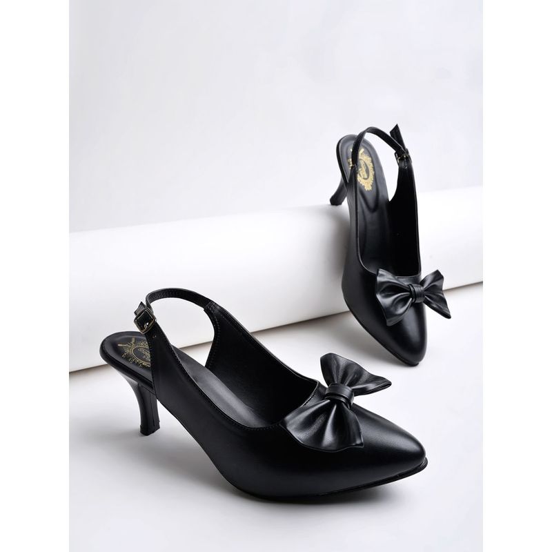 Buy Shoetopia Pointed Toe and Bow Detailed Black Heels for Women Online