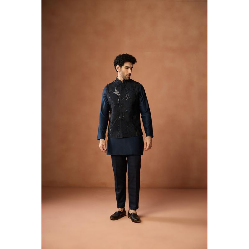 Buy KISAH Men Navy Blue Nehru Jacket Online