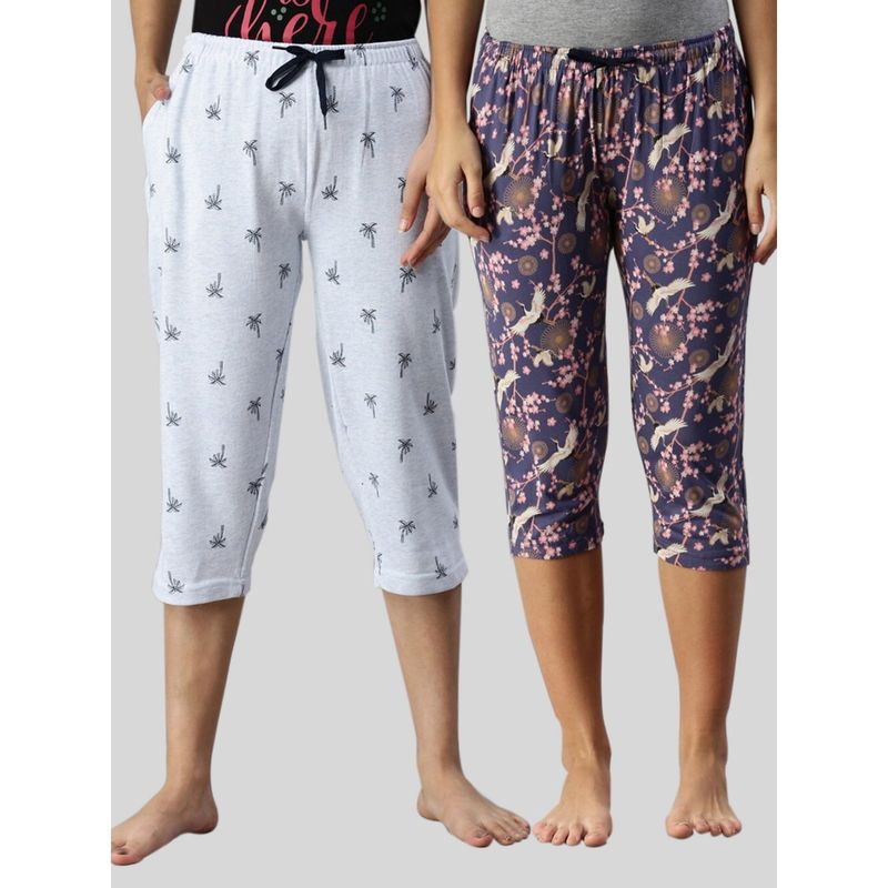 Buy Kryptic Women Multi-Color Printed Regular Fit Cotton Capris (Pack ...
