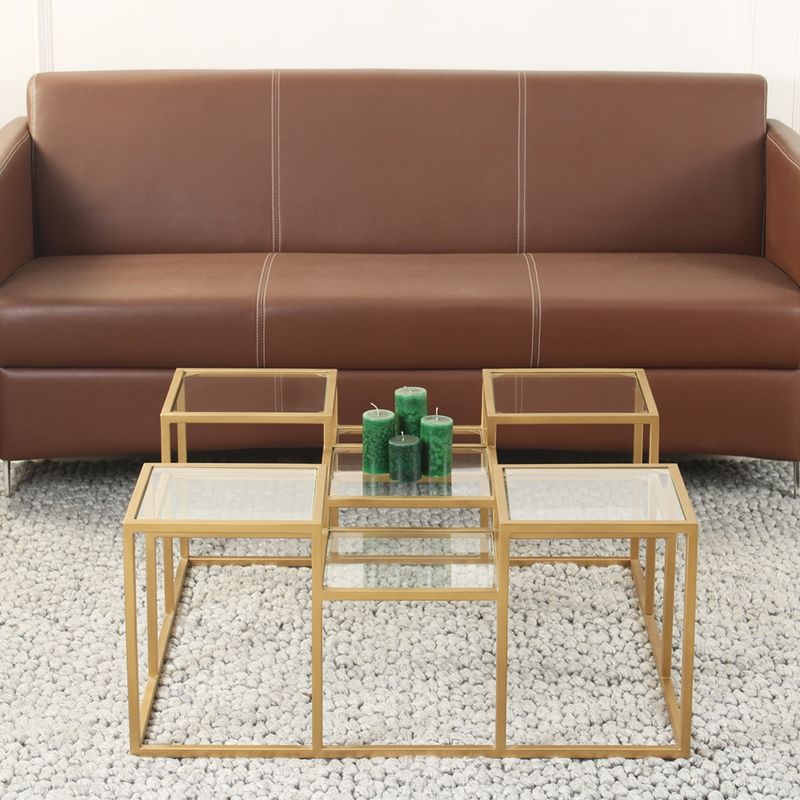 Buy Claymint Valentino Clear Glass Bunching Coffee Table in Dark Gold ...