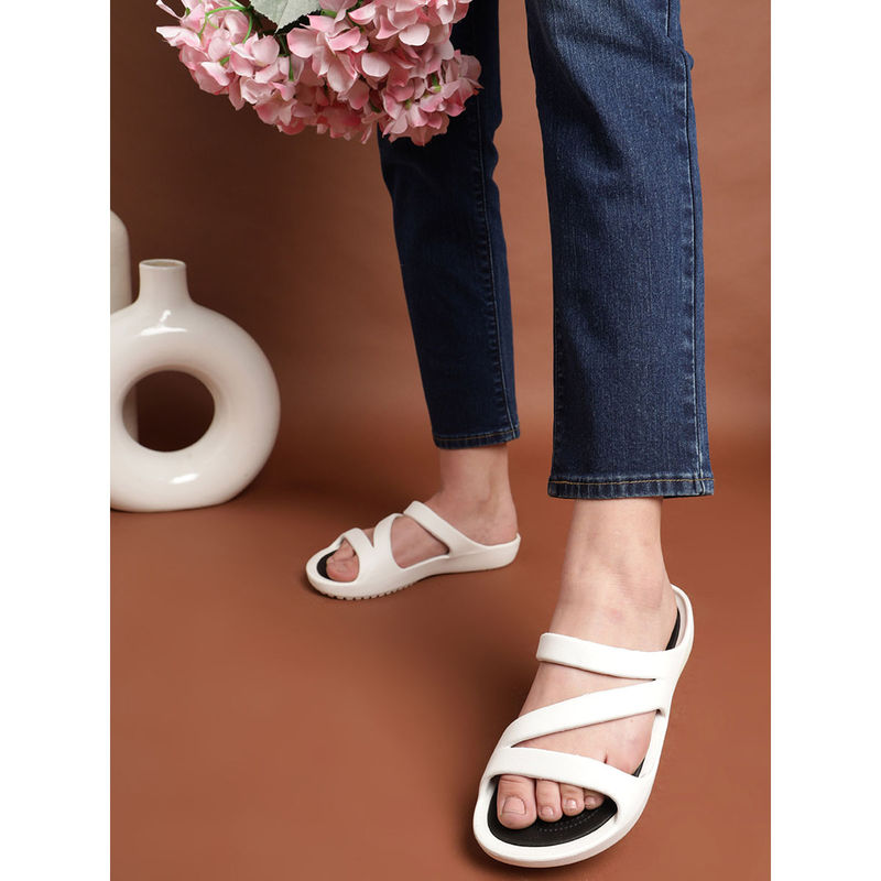 Buy Truffle Collection White Solid Sandals Online