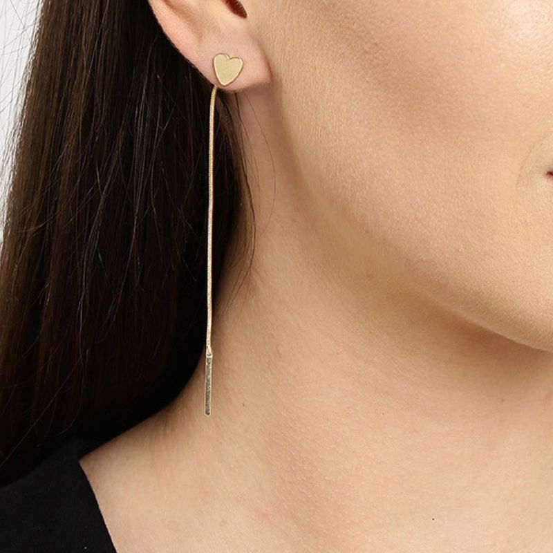 Buy OOMPH Jewellery Gold Two-In-One Heart Shape Drop Earrings For Women ...