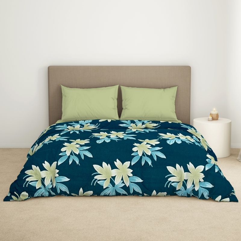 Buy Welspun Bliss Microfiber Shell Quilt Dark Blue Online