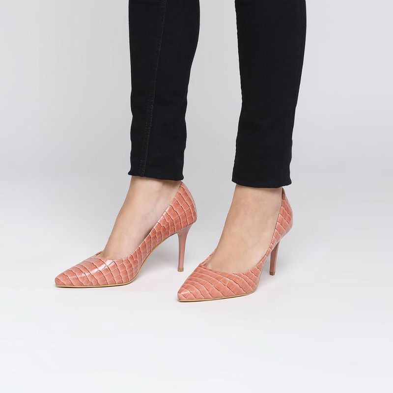 Buy T.ELEVEN Textured Pump Heeled Pumps-Peach Online