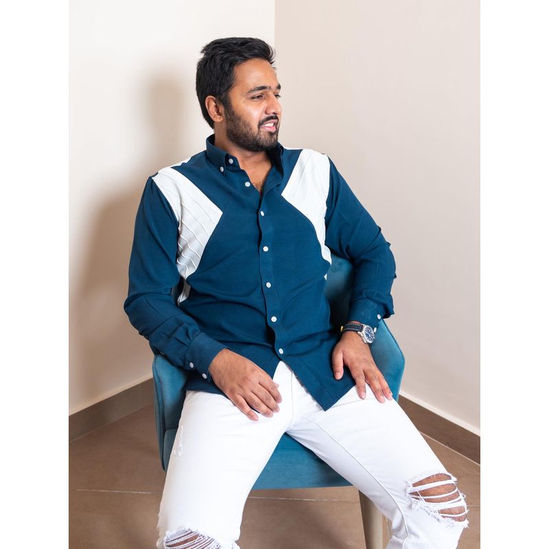 Buy Tarini Vij Navy Blue Crepe Shirt Online