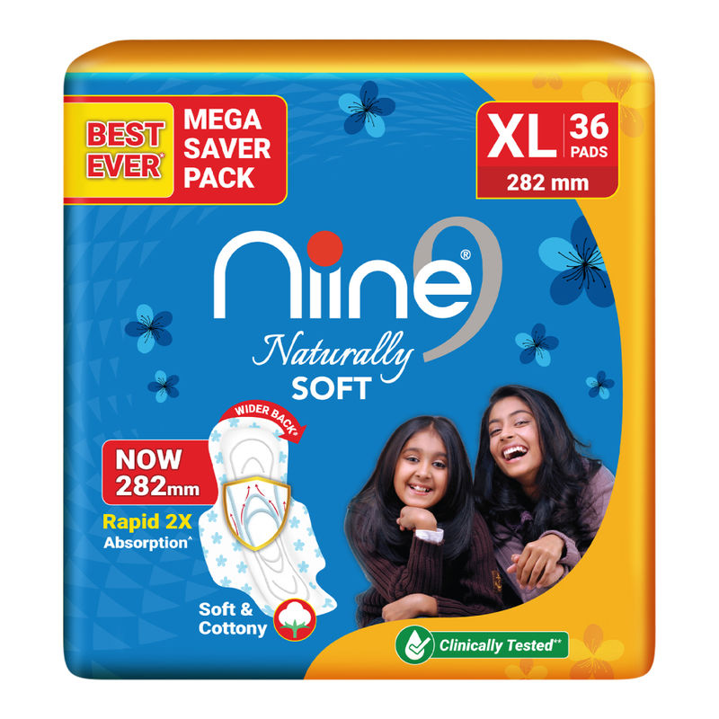 Buy Niine Naturally Soft Sanitary Napkins Extra Long (275mm) Online