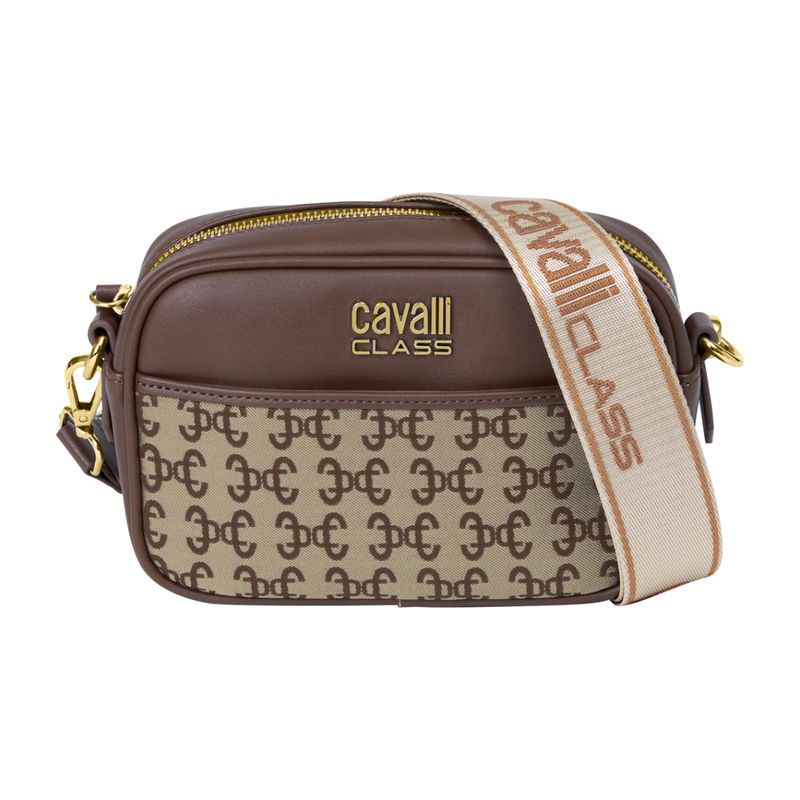 Buy Cavalli Class Arno Jacquard & Synthetic Leather Crossbody Beige ...