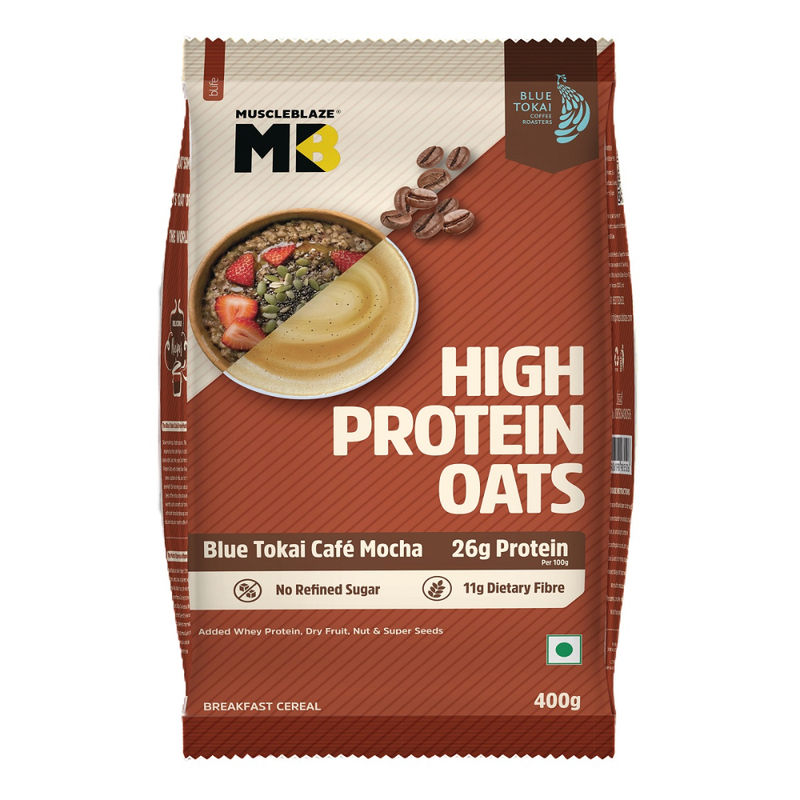 Buy MuscleBlaze High Protein Oats - Blue Tokai Cafe Mocha Online