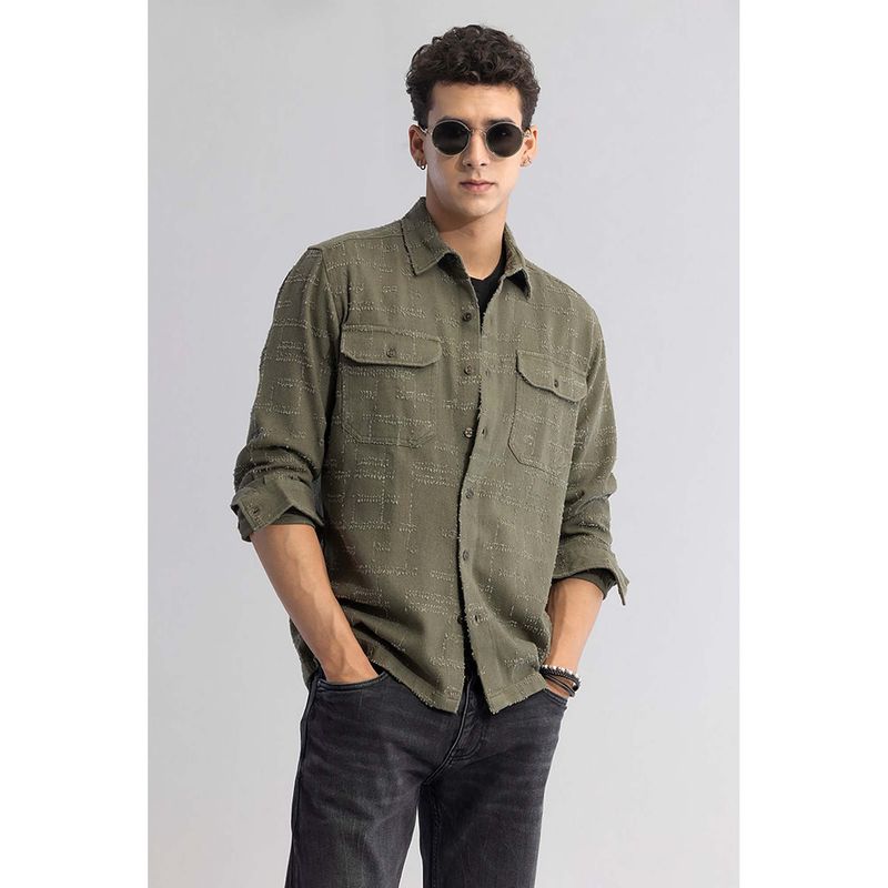 Buy Snitch Fabric Fusion Olive Green Shirt Online