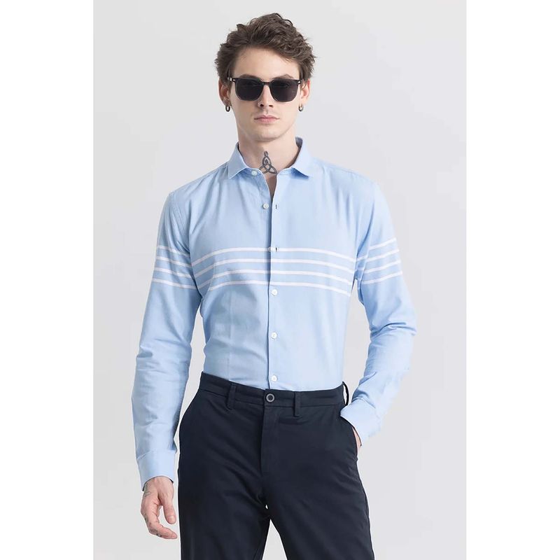Buy Snitch Line Thread Blue Stripe Shirt Online