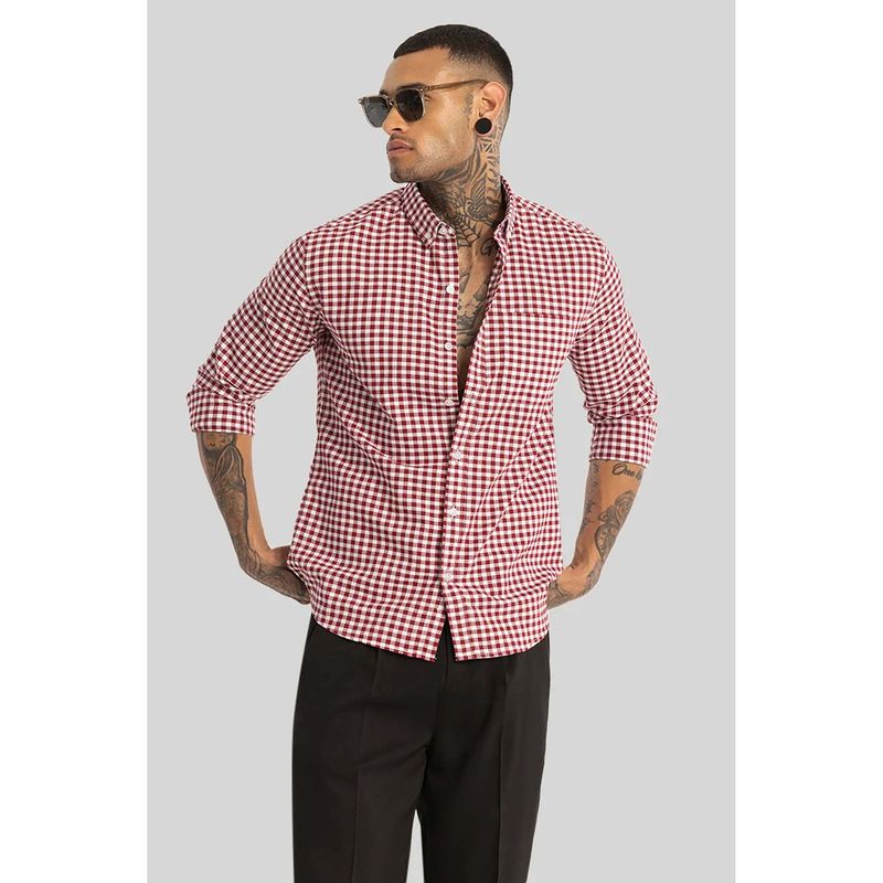 Buy Snitch Red Gingham Checks Shirt Online